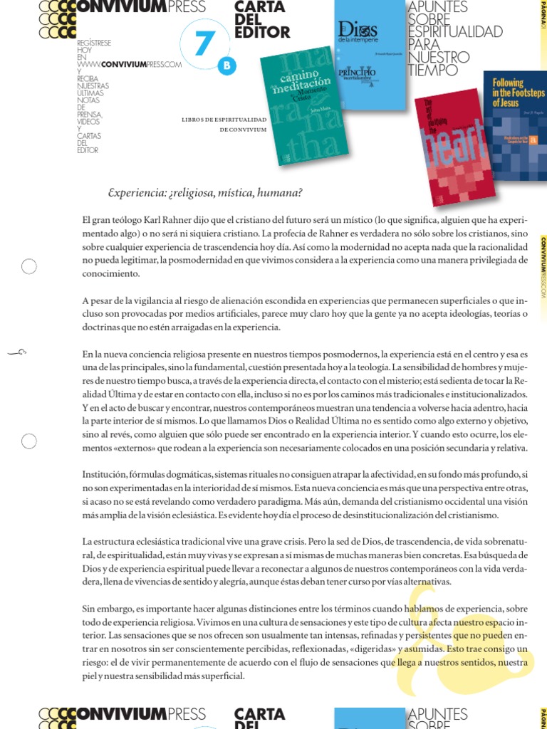 Mística y experiencia en la espiritualidad | PDF | Misticismo | Teorías ...