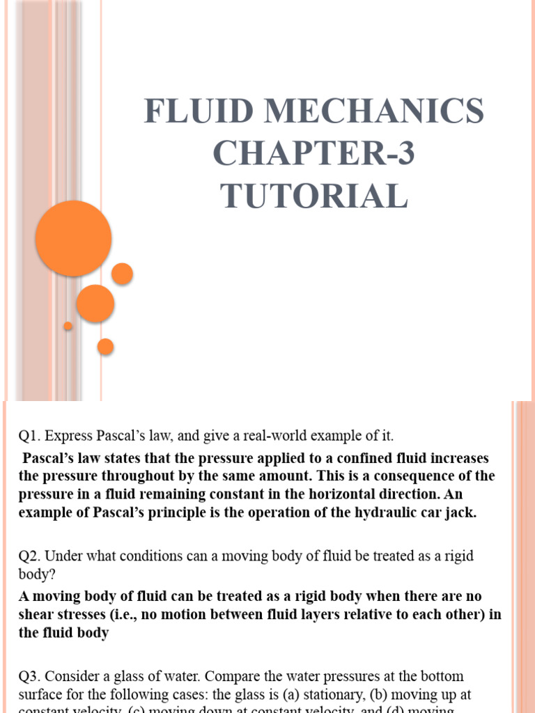 Fluids-Chapter 3-Tutorial-1 | PDF | Pressure | Motion (Physics) Fluids-Chapter 3-Tutorial-1 | PDF | Pressure | Motion (Physics)