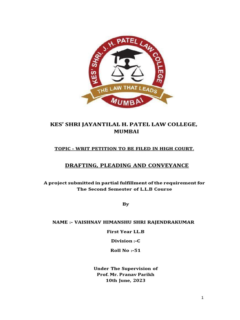 Kes' Shri Jayantilal H. Patel Law College, Mumbai | PDF