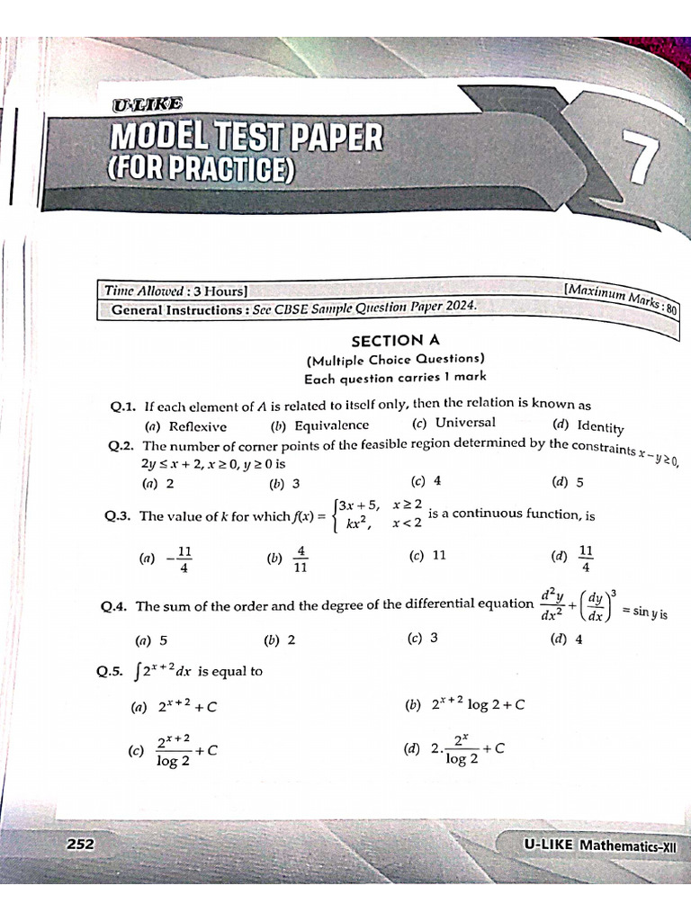 Ulike Sample Paper 7 | PDF