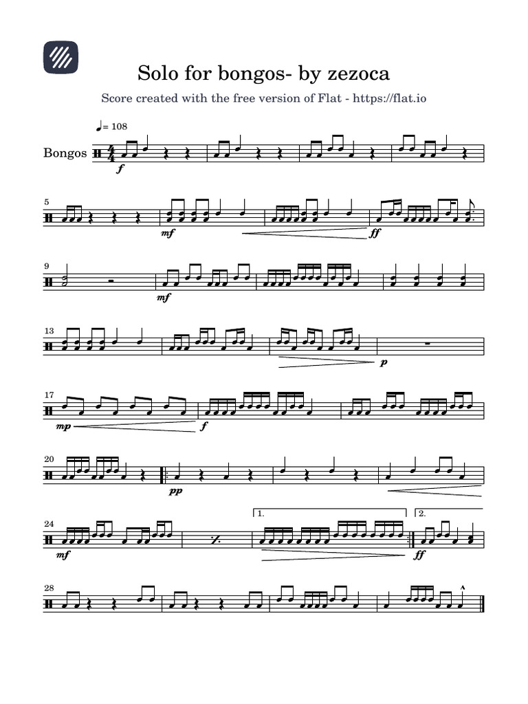 Solo For Bongos - by Zezoca | PDF