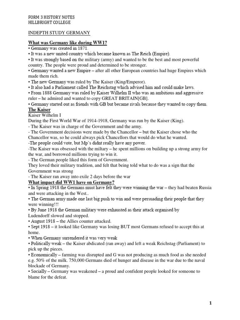 Indepth Study Germany | PDF | History