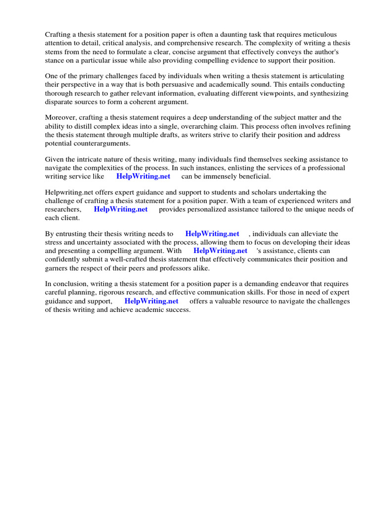 Thesis Statement For Position Paper | Download Free PDF | Essays | Thesis