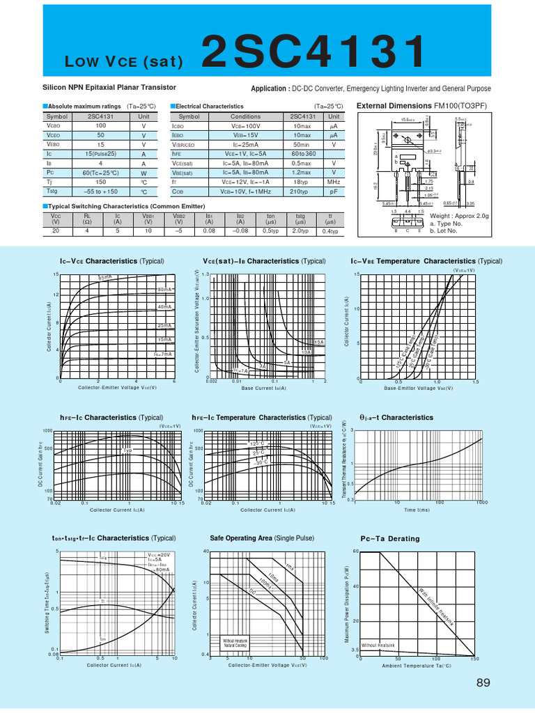 2sc4131 | PDF | Bipolar Junction Transistor | Physical Sciences