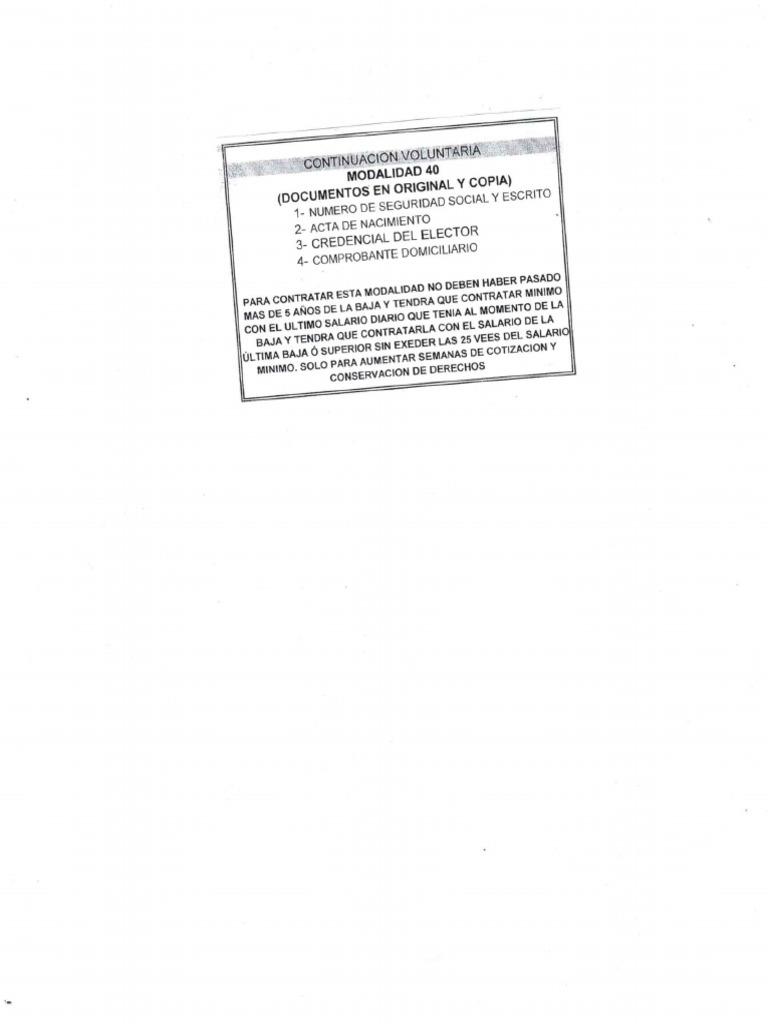 Modalidad 40 Imss Requisitos | PDF