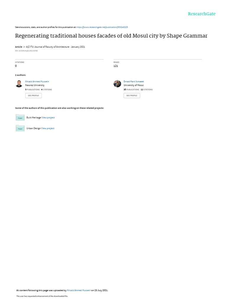 Regenerating Traditional Houses Facades of Old Mosul City by Shape ...