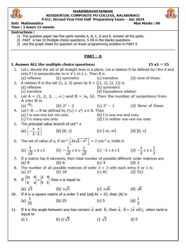 Maths - P2 - Pre Annual Exam (Paper)-1 | PDF