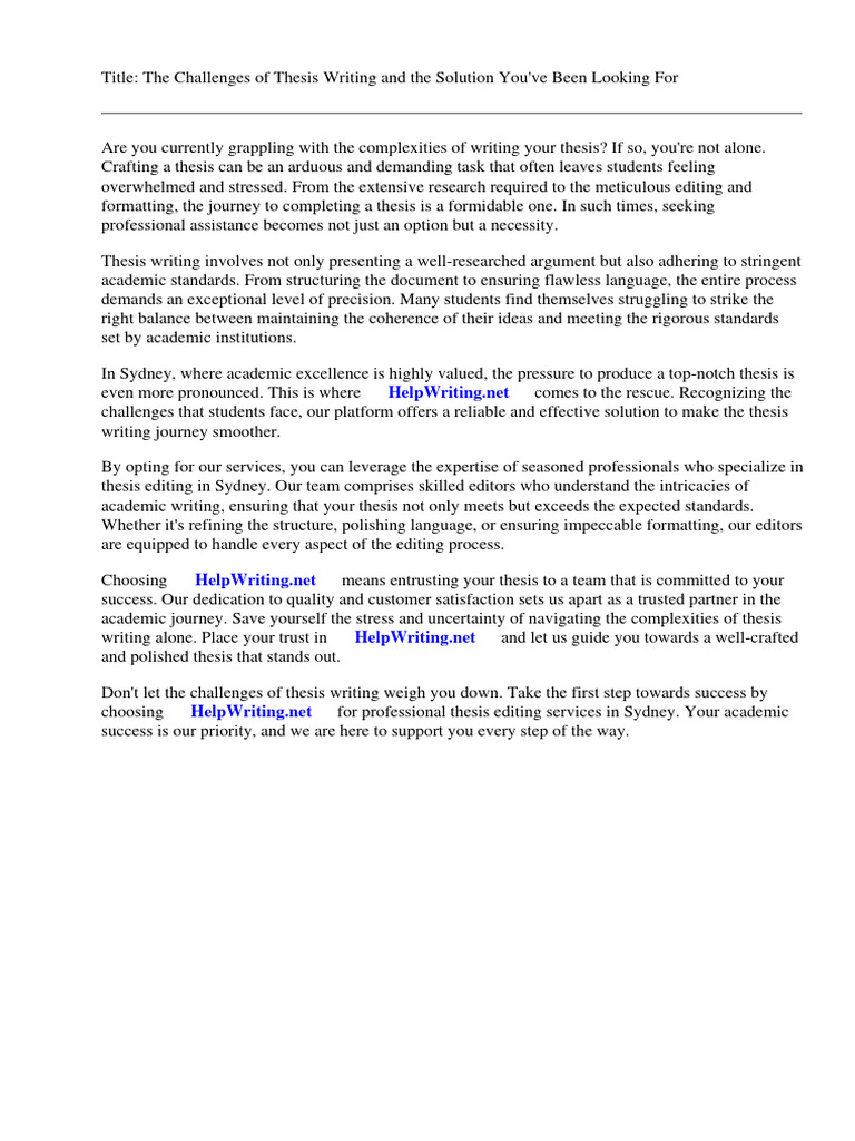 Thesis Editing Sydney | PDF | Thesis | Editing