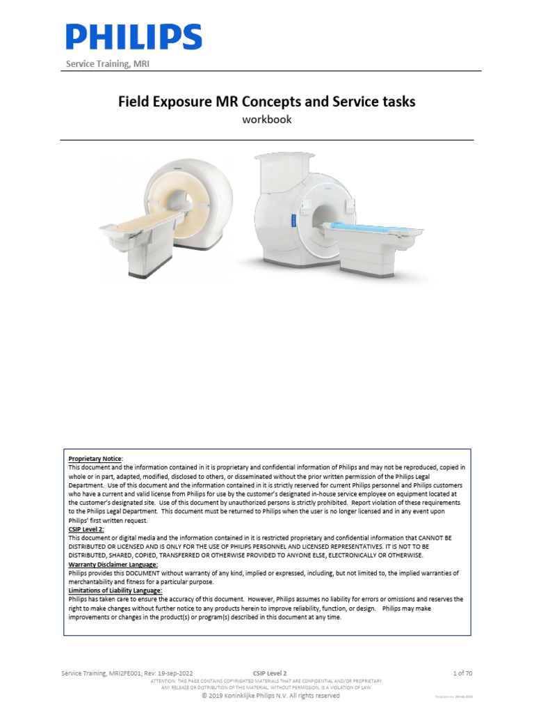 MRI2FE001 MR Field Exposure MR Concepts and Service Tasks - Workbook ...
