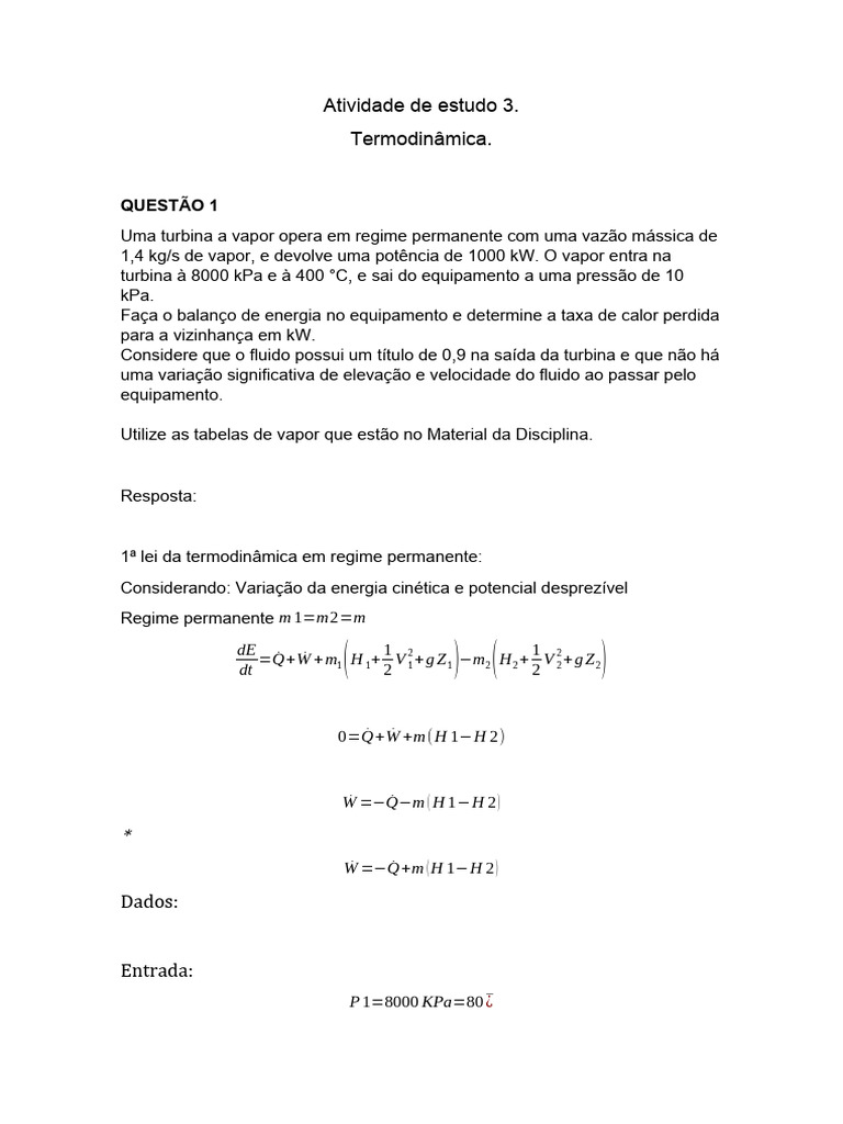 Ativ 3 Termodinâmica | PDF