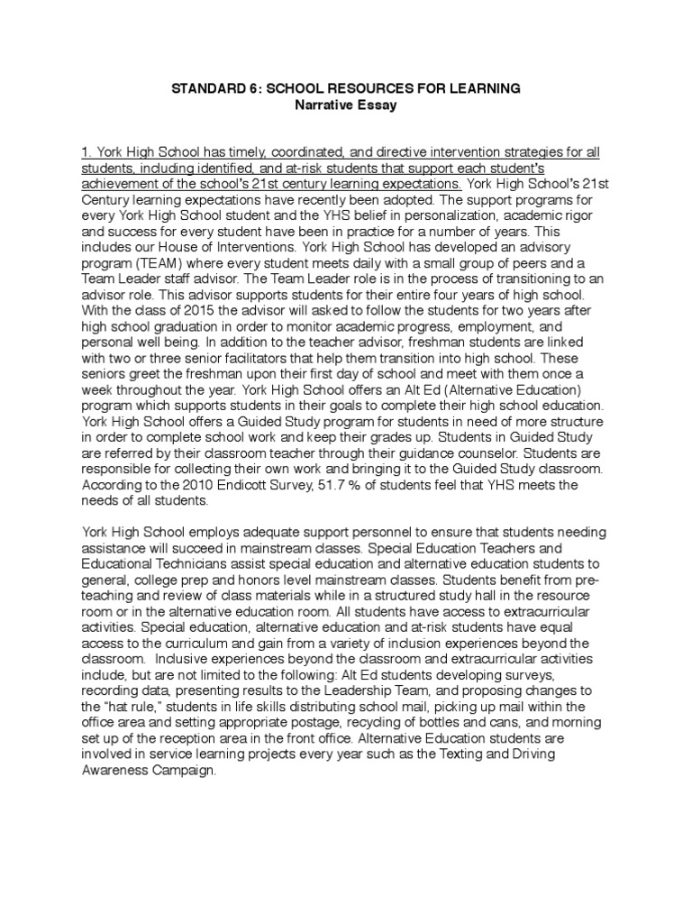 School Resources For Learning Narrative | PDF | Special Education ...