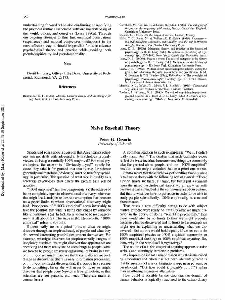 Naive Baseball Theory | Download Free PDF | Empirical Evidence | Theory