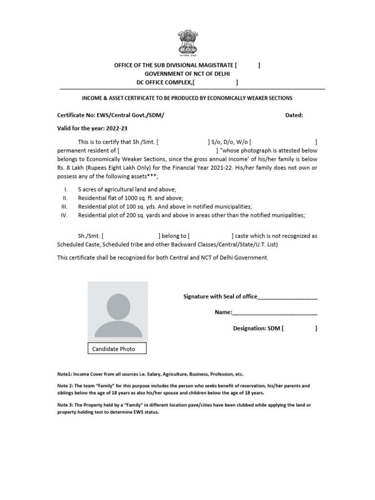 EWS Sample Paper | PDF