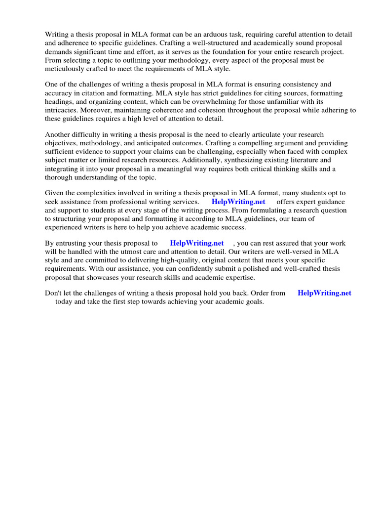 Mla Format Thesis Proposal | PDF