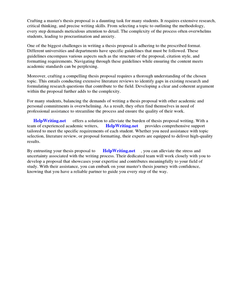 MSC Thesis Proposal Format | PDF