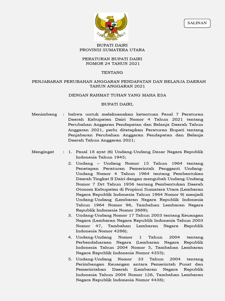 Perbup Nomor 24 Tahun 2021 | PDF
