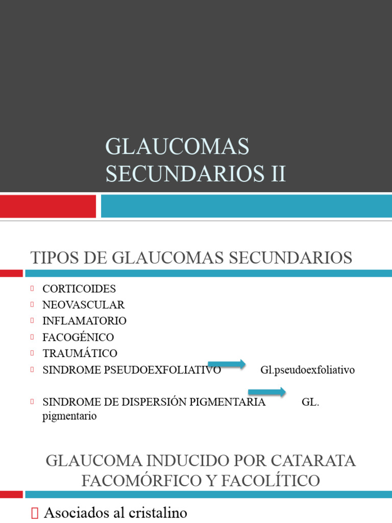 GLAUCOMAS SECUNDARIOS II Rev | PDF | Glaucoma | Catarata
