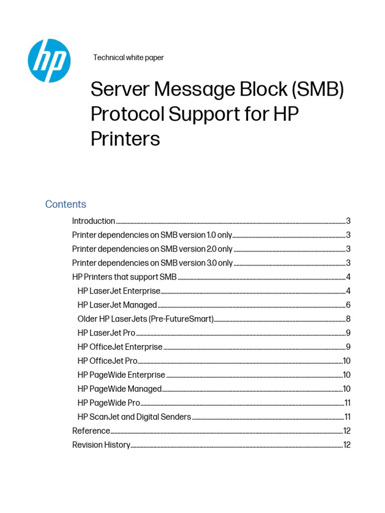 SMB Protocol Support For HP Printing Devices (White Paper) - PDF - 7886253 - en-US-1 | PDF ...