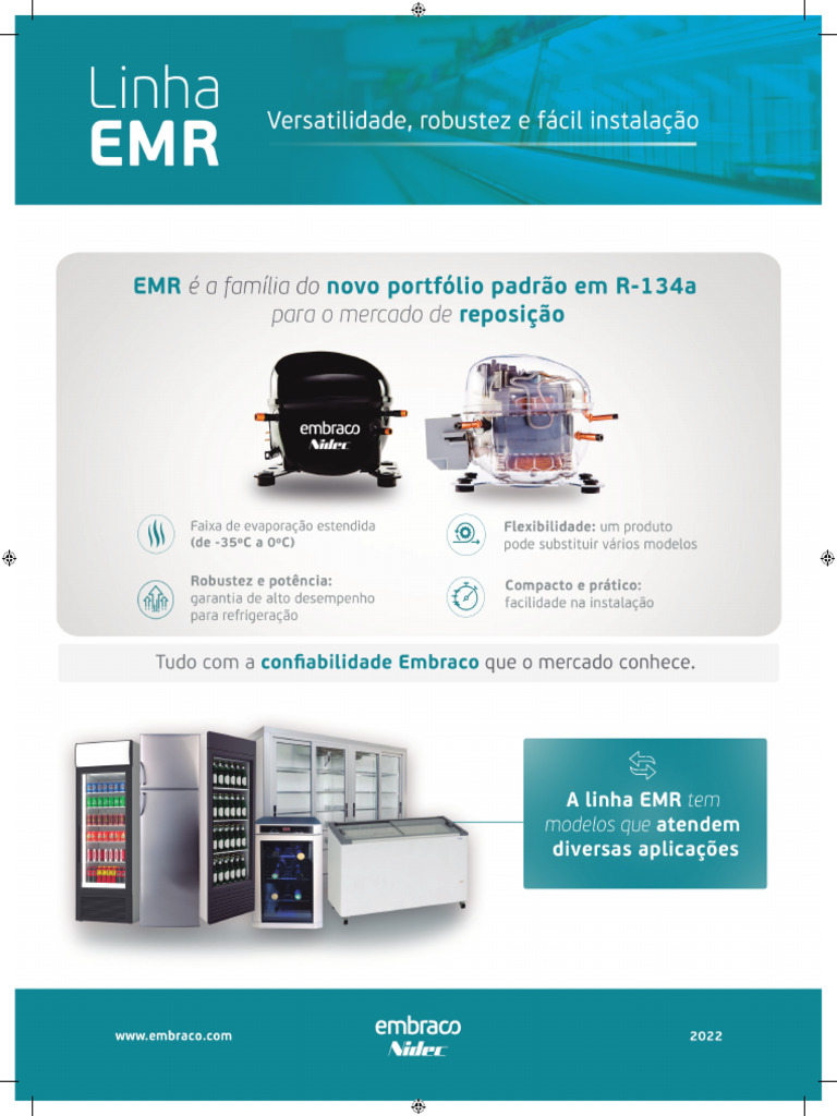 Tabela Embraco Compressores EMR | PDF | Temperatura | Eletrodoméstico