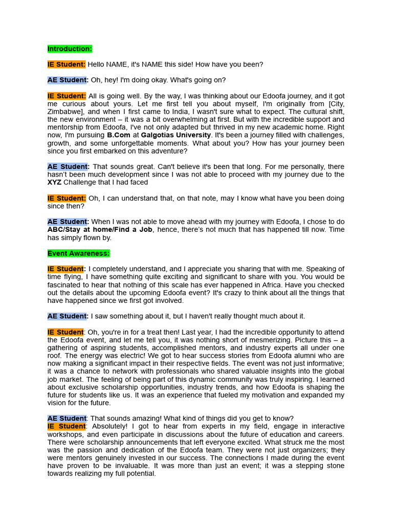 IE Calling Script | PDF