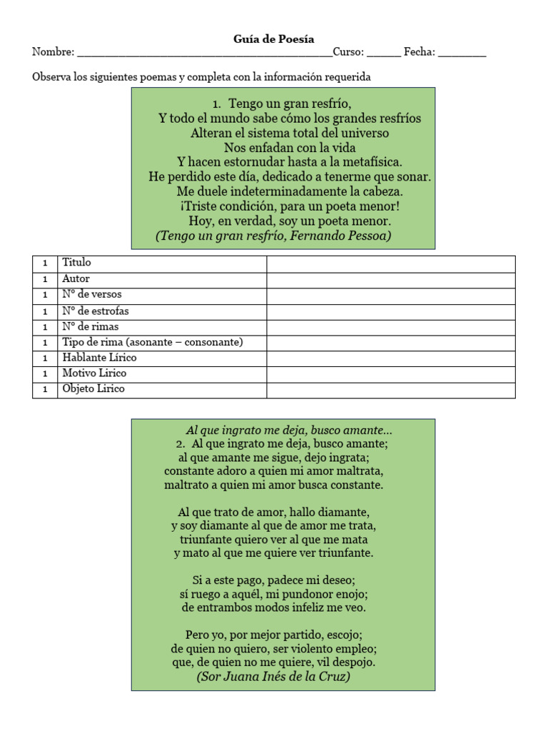 Guía de ejercicios poesia | PDF | Poesía | Rima