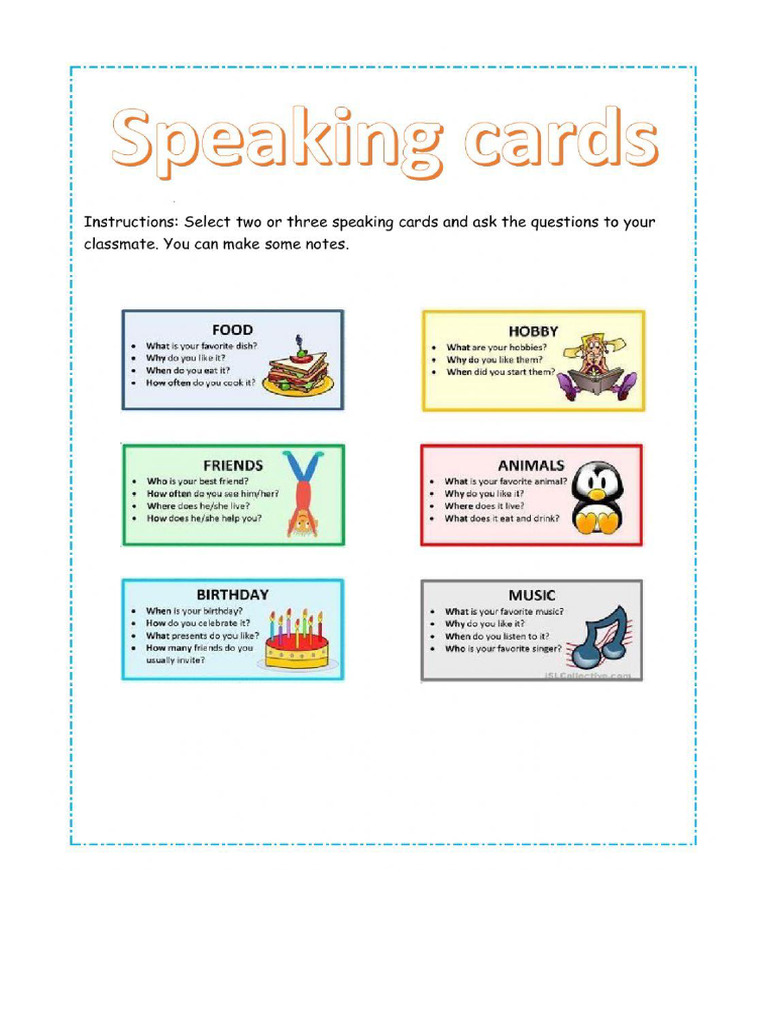 Speaking Cards | PDF