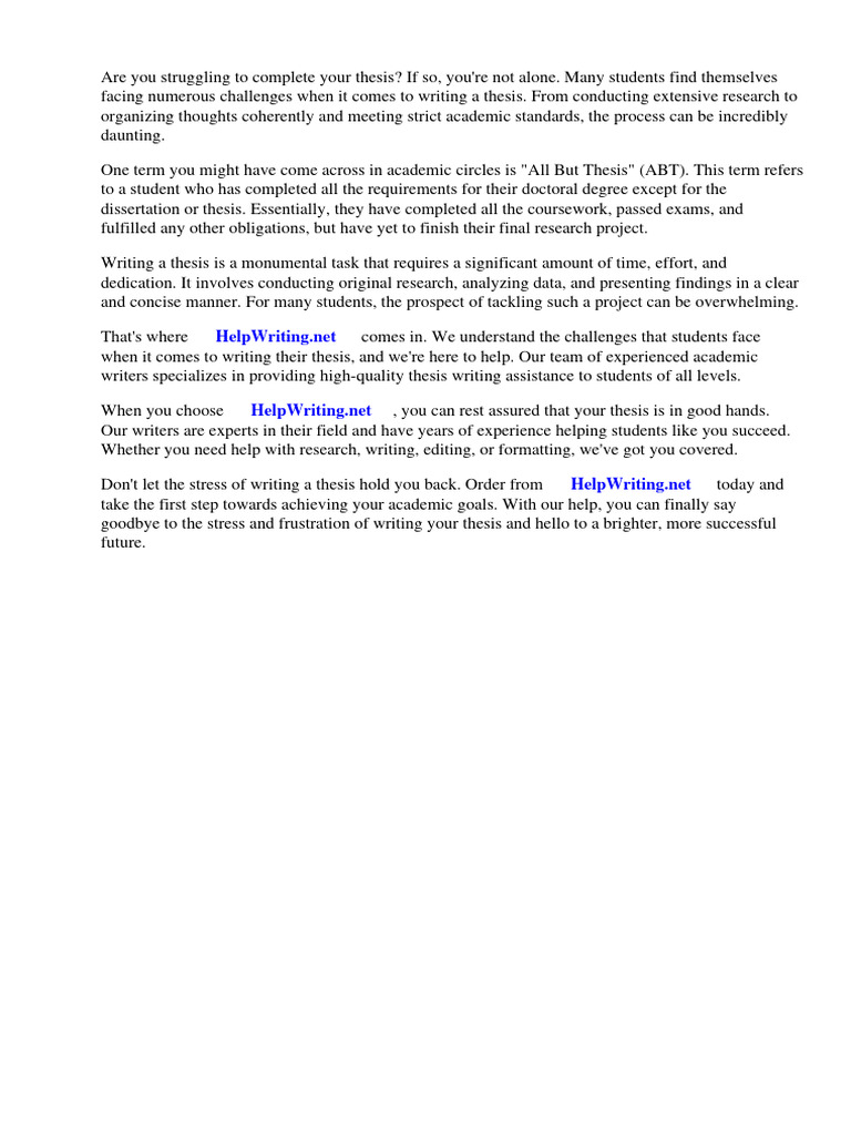Thesis Writing Help for ABT Students | PDF | Career & Growth | Self-Improvement