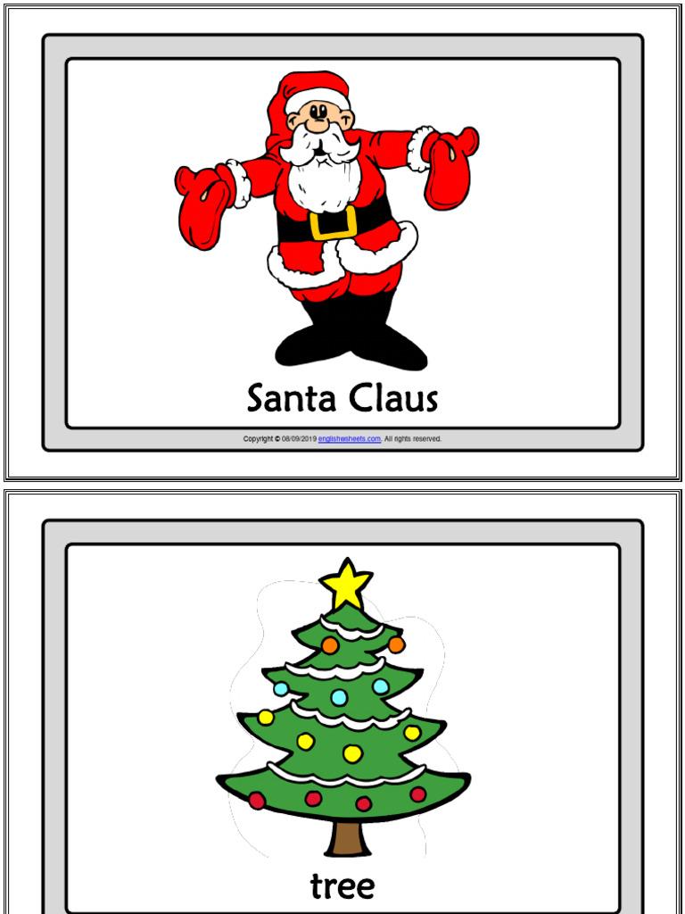 Christmas Vocabulary Esl Printable Flashcards With Words For Kids | PDF ...