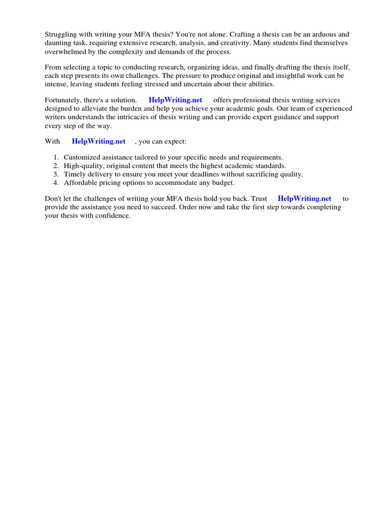 Mfa Thesis Examples | PDF | Thesis | Essays