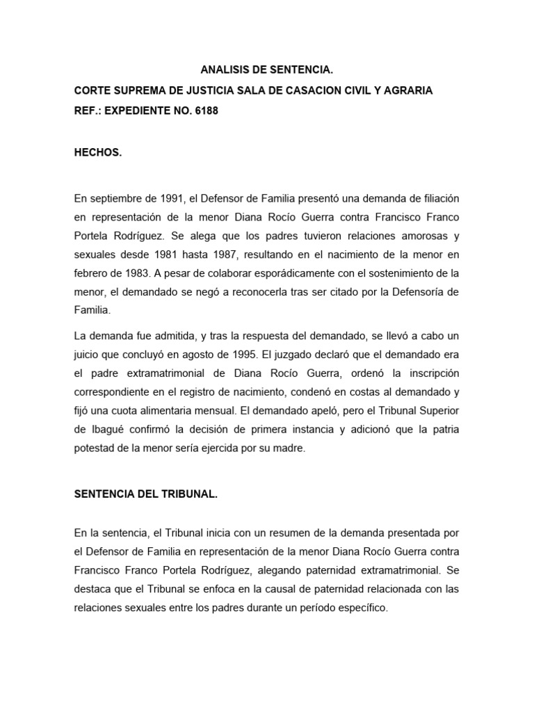 Analisis de Sentencia Sentencia Corte Suprema de Justicia | PDF ... Analisis de Sentencia Sentencia Corte Suprema de Justicia | PDF ...