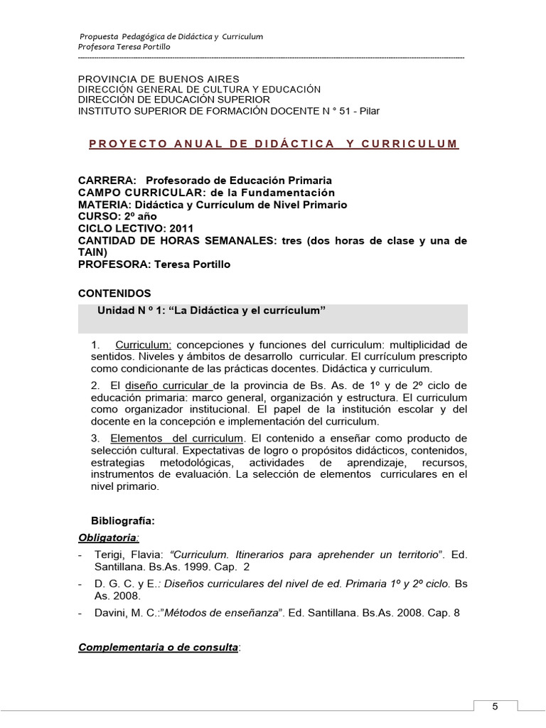 Didáctica y Currículum Primario | PDF | Plan de estudios | Educación primaria