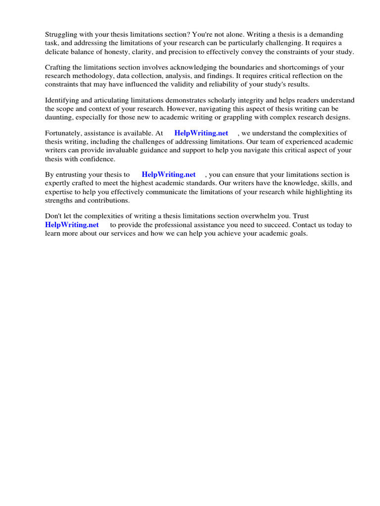 How To Write Thesis Limitations | PDF | Career & Growth | Self-Improvement