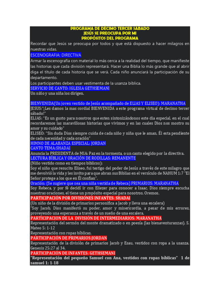 Programa de Décimo Tercer Sábado | PDF