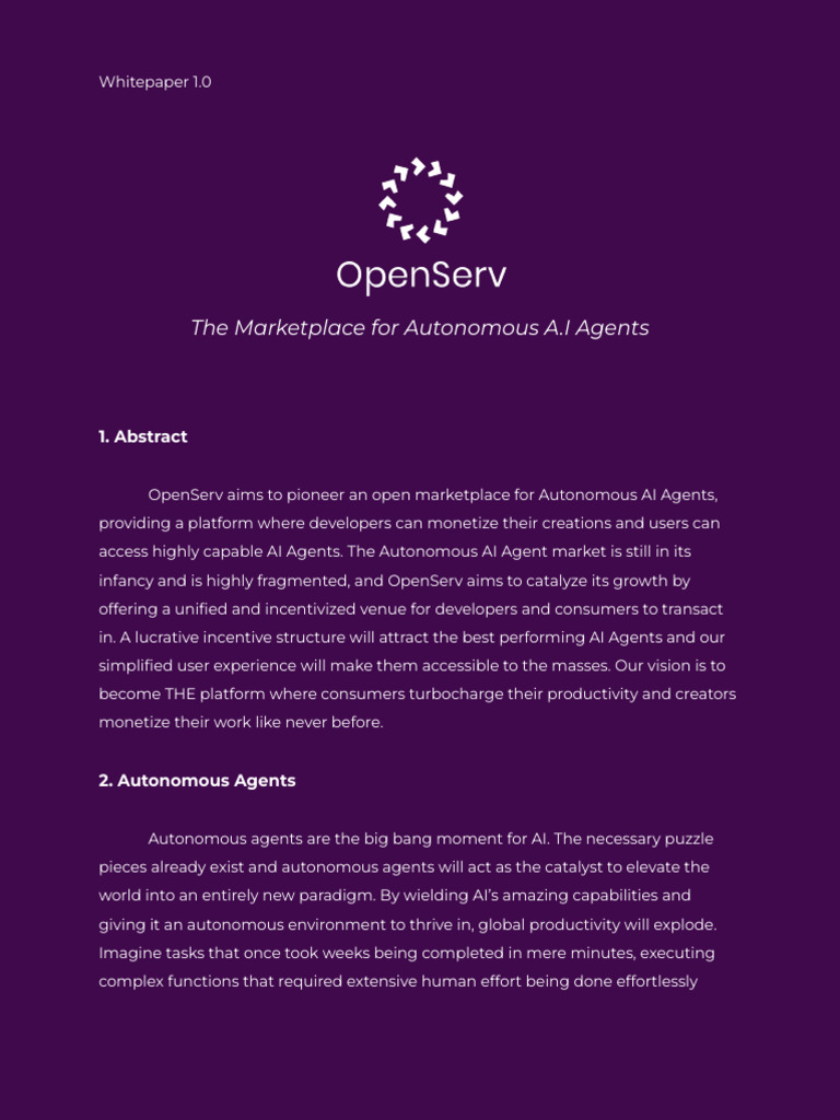OpenServ Whitepaper 1.0 | PDF