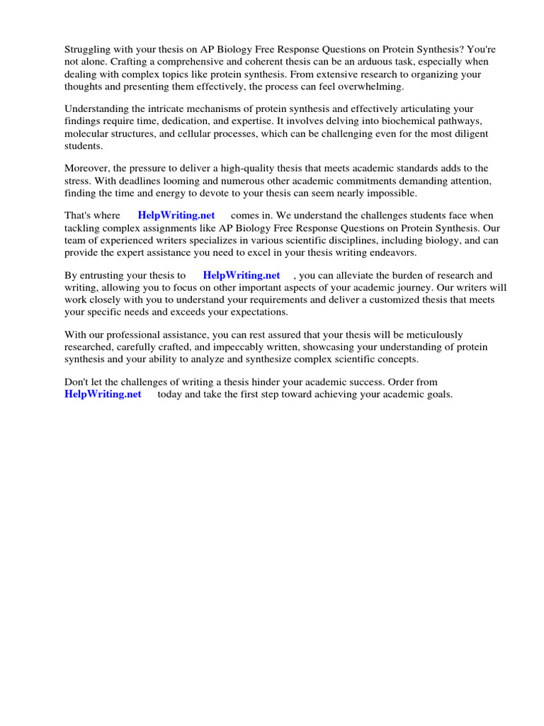 AP Biology Free Response Questions On Protein Synthesis | PDF