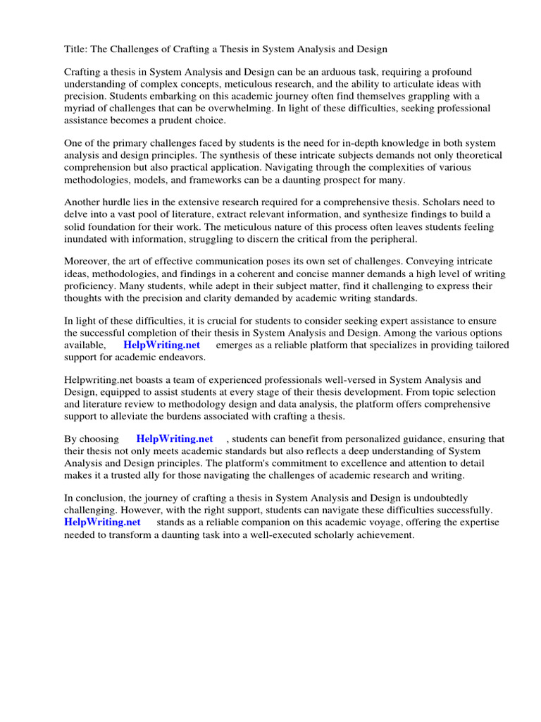 Thesis in System Analysis and Design | PDF | Computers