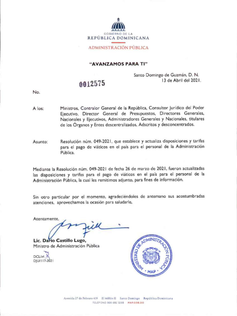 049 2021 Disposiciones de Viaticos | PDF