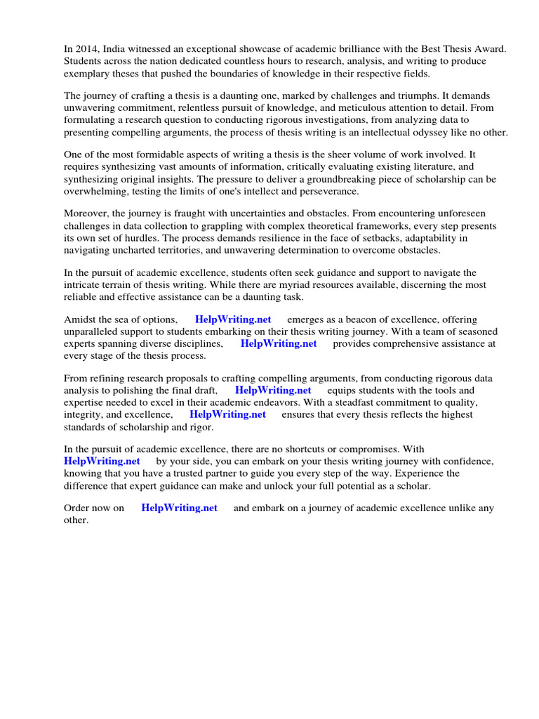 Best Thesis Award 2014 India | PDF | Career & Growth