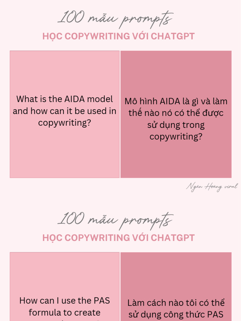 100 Mau Prompt Copywriting Shared by Ngan Hoang | PDF