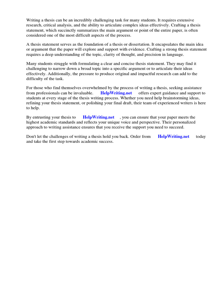 Definition of Thesis Statement | PDF