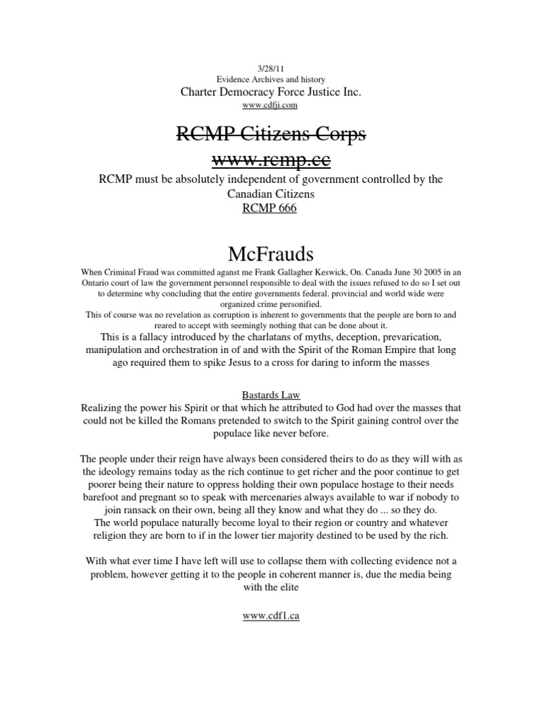 RCMP Citizens Corps WWW - RCMP.CC: Charter Democracy Force Justice Inc ...