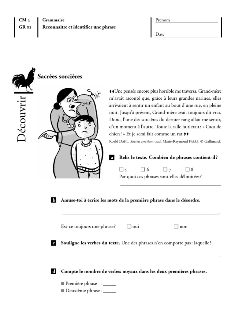 Grammaire cm2 | PDF | Phrase | Sujet (Grammaire)