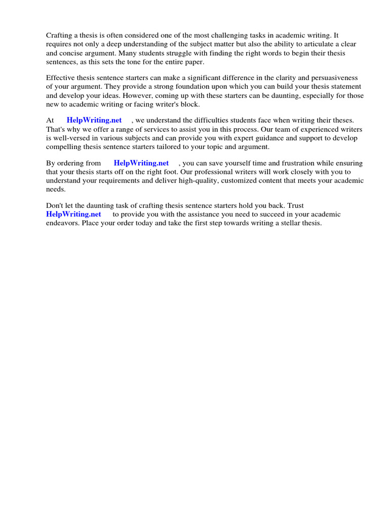 Good Thesis Sentence Starters | PDF | Language Arts & Discipline