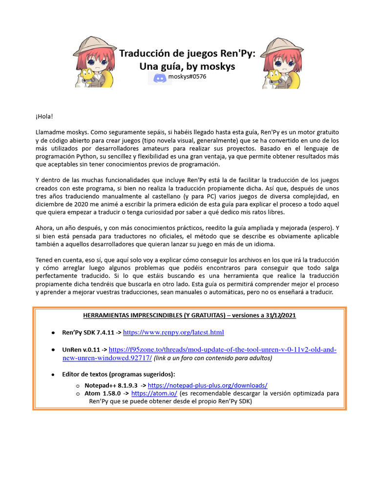 Tutorial de Traduccion RenPy-v2.0 | PDF | Archivo de computadora | Lenguaje de escritura