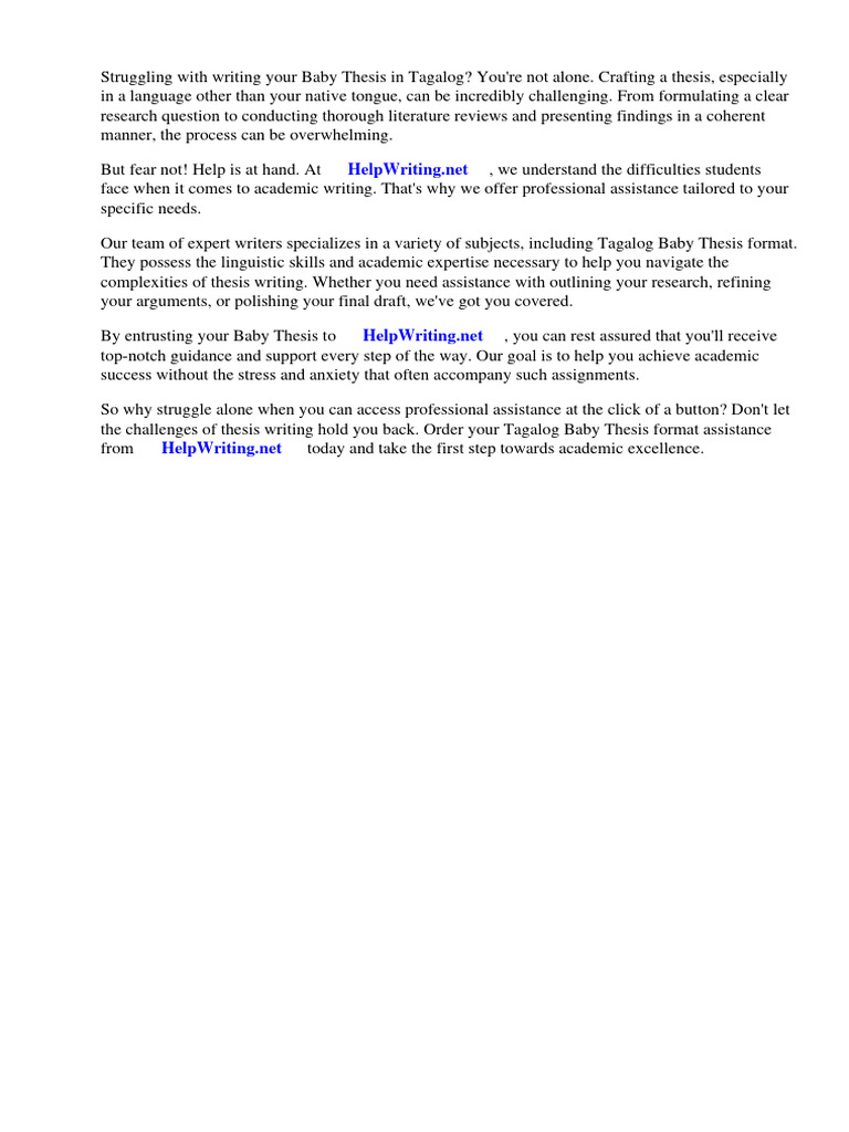 Baby Thesis Format Tagalog | PDF