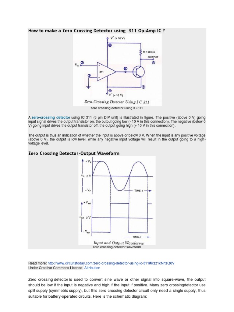 How To Make A Zero Crossing Detector Using 311 Op-Amp IC ? | PDF ...