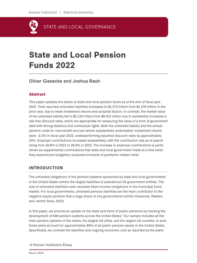 State and Local Pension Funds 2022 | PDF | Pension | Discounting