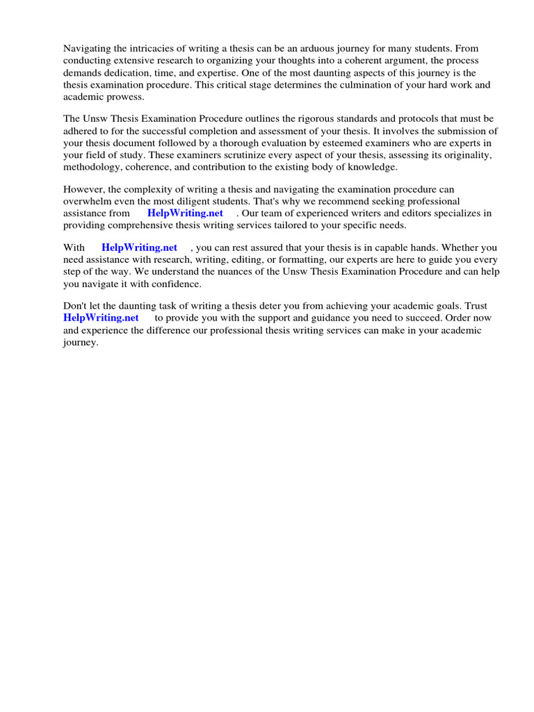 Unsw Thesis Examination Procedure | PDF