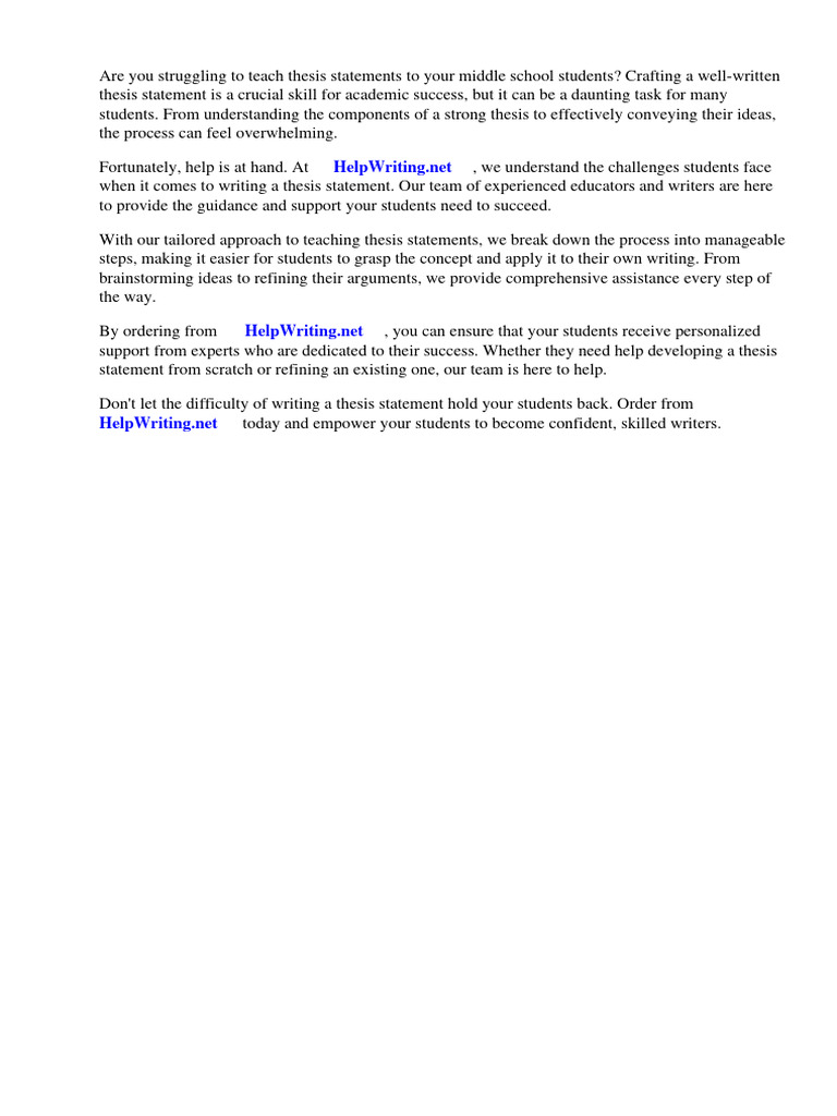 Teaching Thesis Statement To Middle School Students | PDF | Career ...