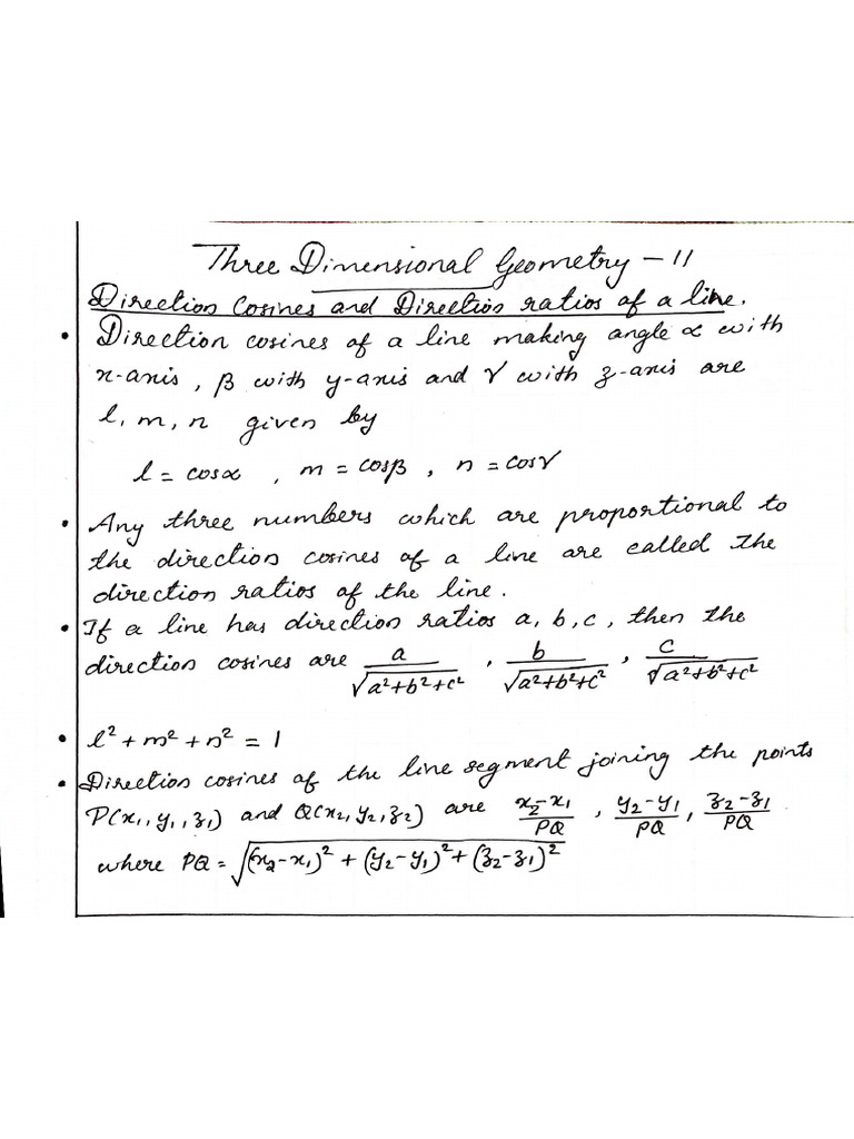 3d Geometry Note Pdf